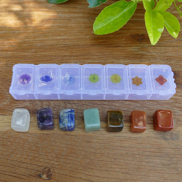 7 Chakra Tumble Stone Set in a Convenient Storage Container - Earth ...