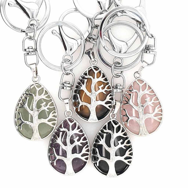 Tree of Life Crystal Keyrings with Natural Healing Crystals - Earth ...