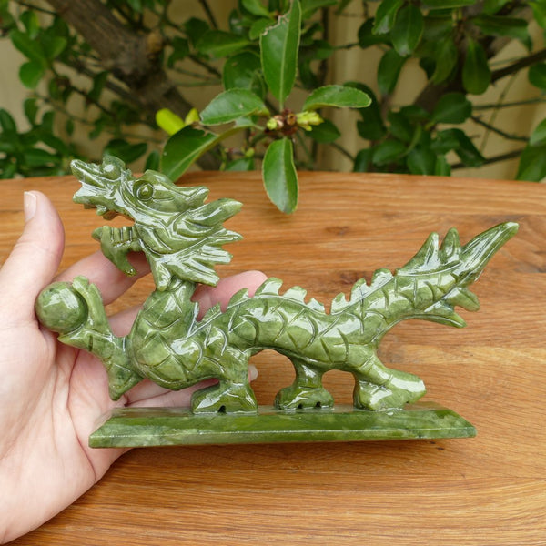 Green Jade Dragon Carving – Hand Carved Crystal Dragon - Earth Inspired ...