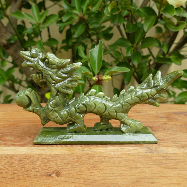 Green Jade Dragon Carving – Hand Carved Crystal Dragon - Earth Inspired ...